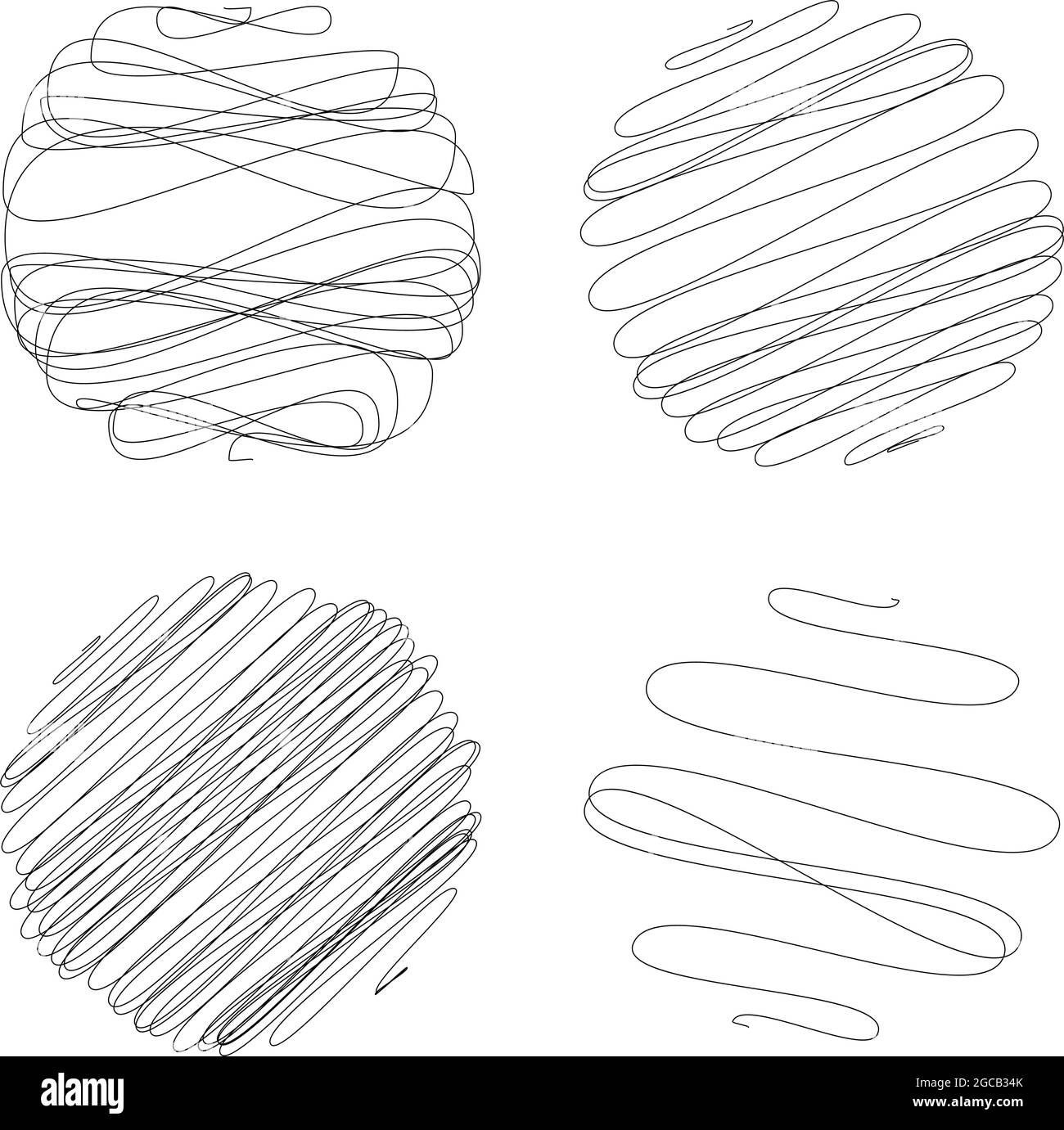 Random curly, tangle, twine lines. Doddle, sketchy, sketch rounded ...