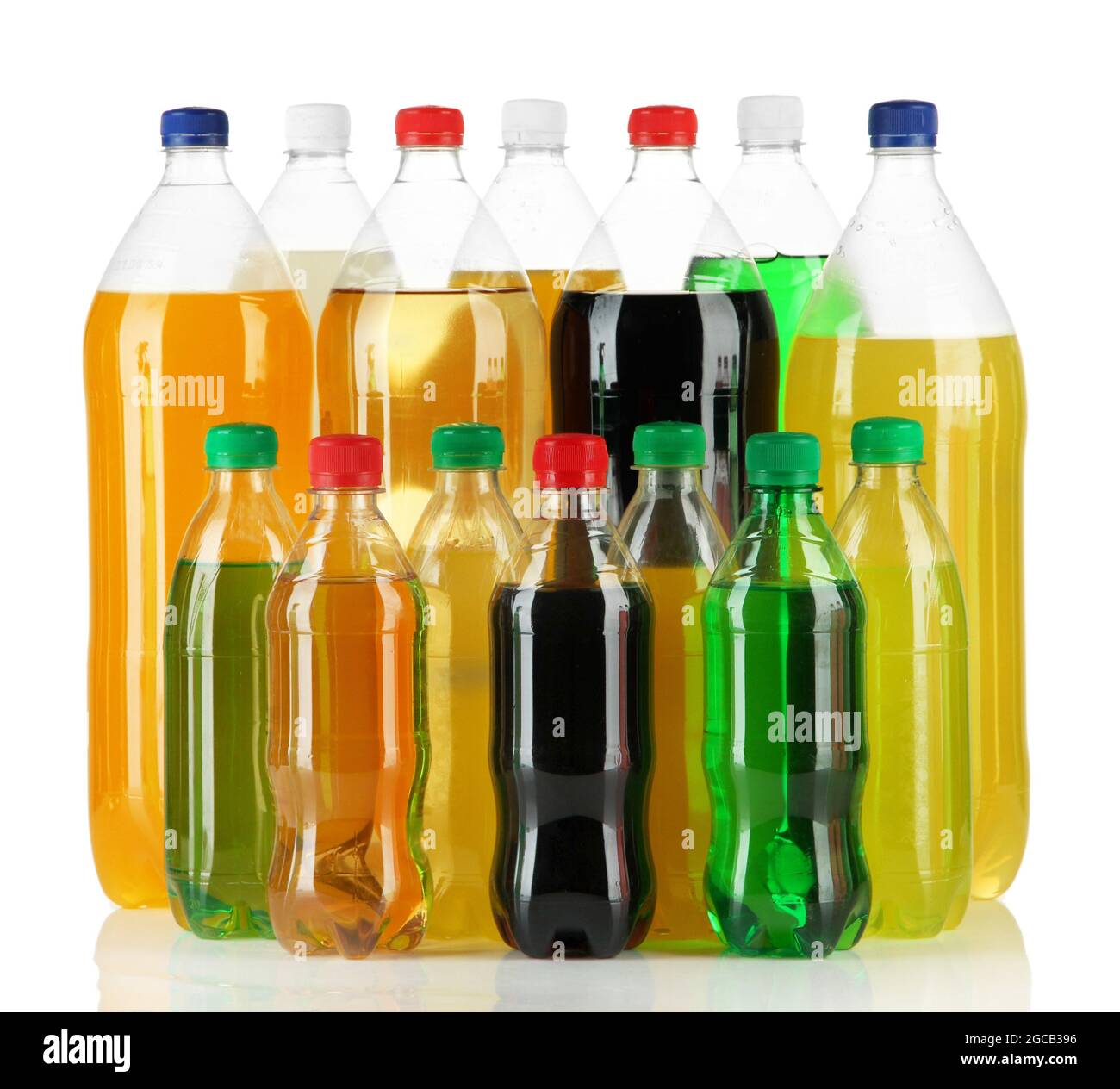 Assortment of bottles with tasty drinks, isolated on white Stock Photo ...