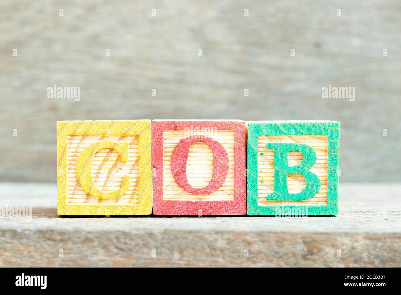 Color alphabet letter block in word COB (abbreviation of close of ...