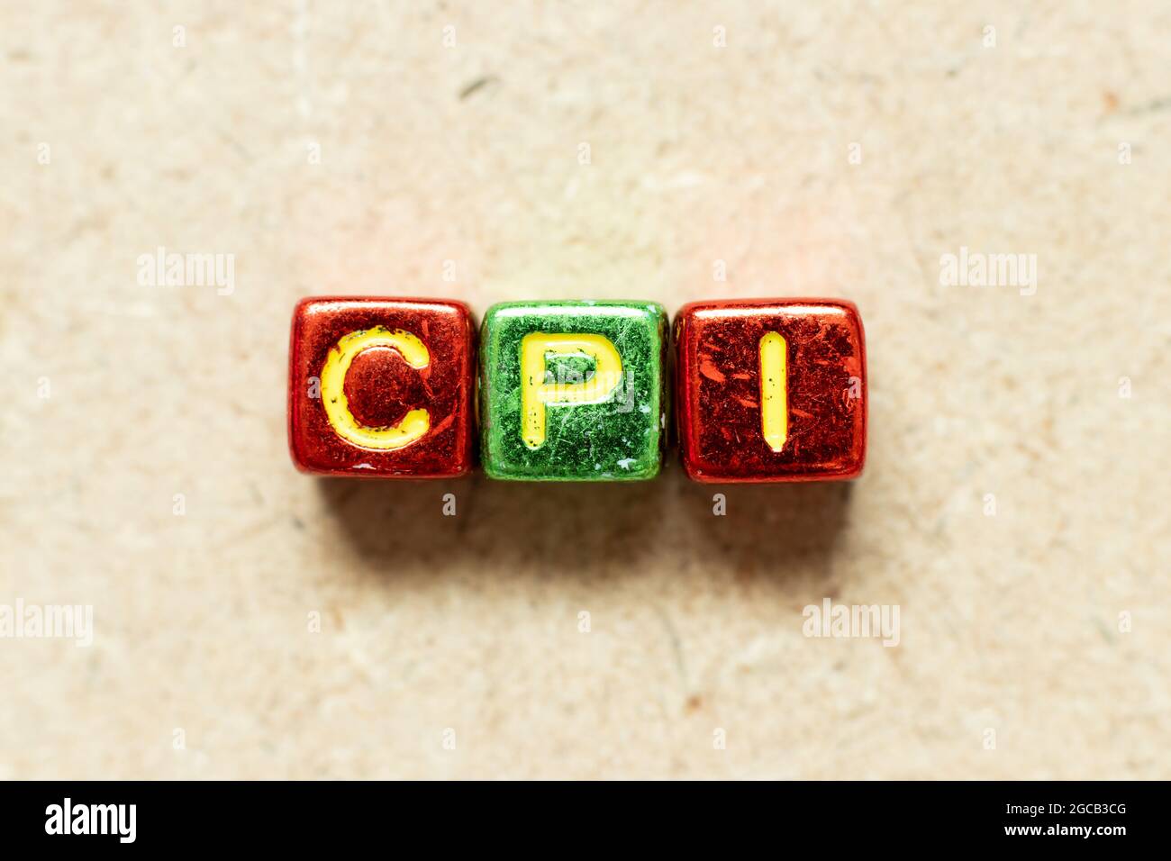 Metallic color alphabet letter block in word CPI (abbreviation of ...
