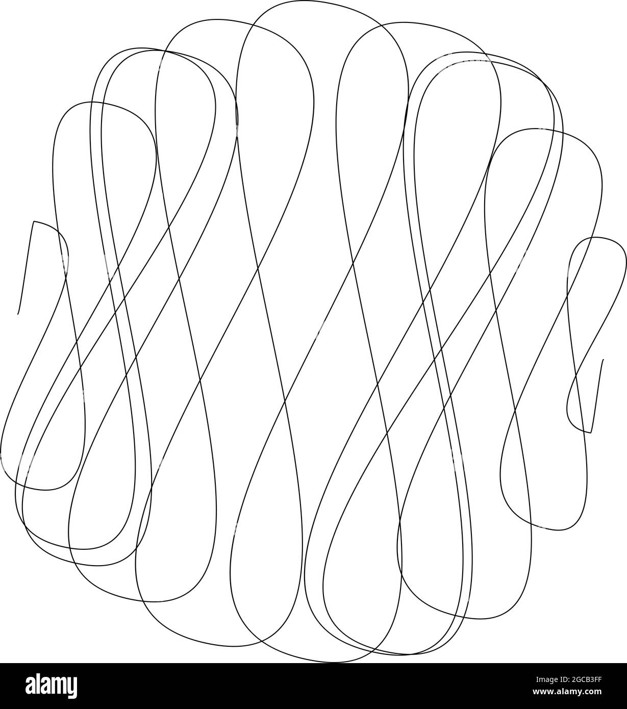 Random curly, tangle, twine lines. Doddle, sketchy, sketch rounded ...