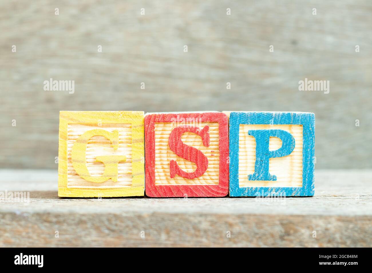 Color alphabet letter block in word GSP (Abbreviation of Good Storage ...