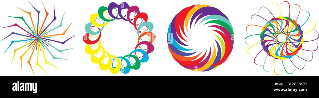 Circular, radial icon, motif, mandala shape. Swirl, twirl, helix ...