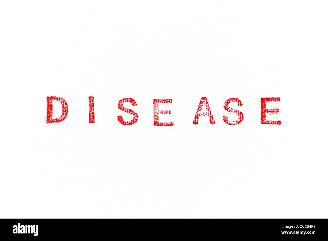 Red color rubber stamp in word disease on white paper background Stock ...