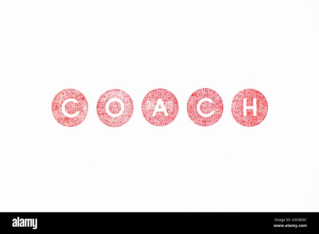 Red color rubber stamp in word coach on white paper background Stock ...