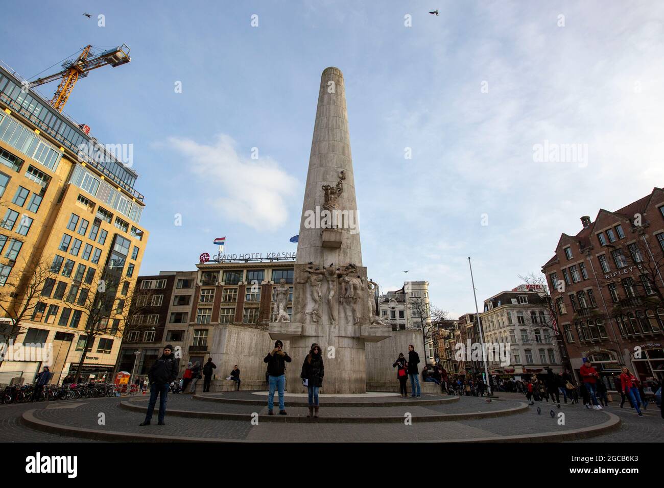 Amsterdam's Dam Square and National Monument. Amsterdam, Netherlands ...