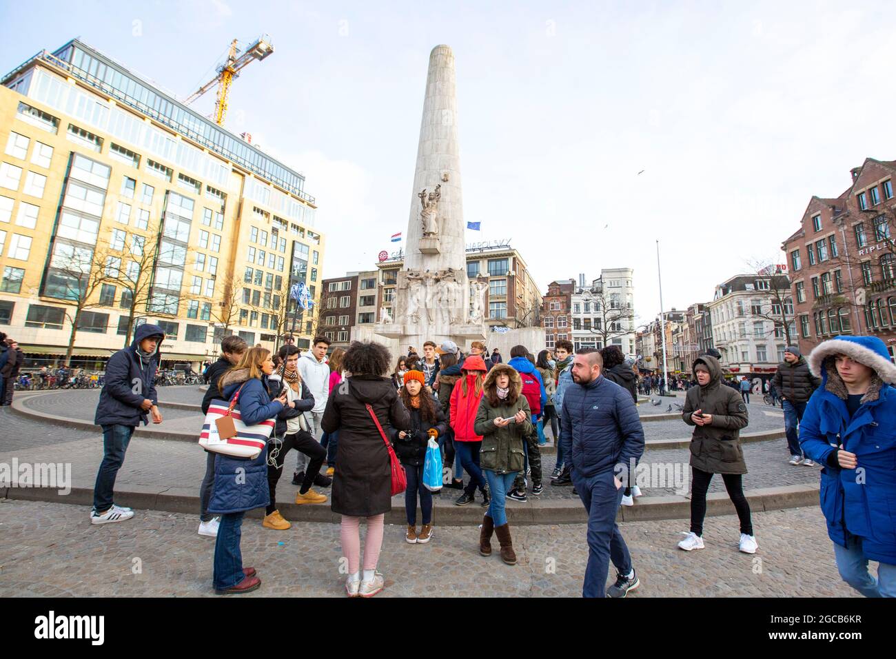 Amsterdam's Dam Square and National Monument. Amsterdam, Netherlands ...