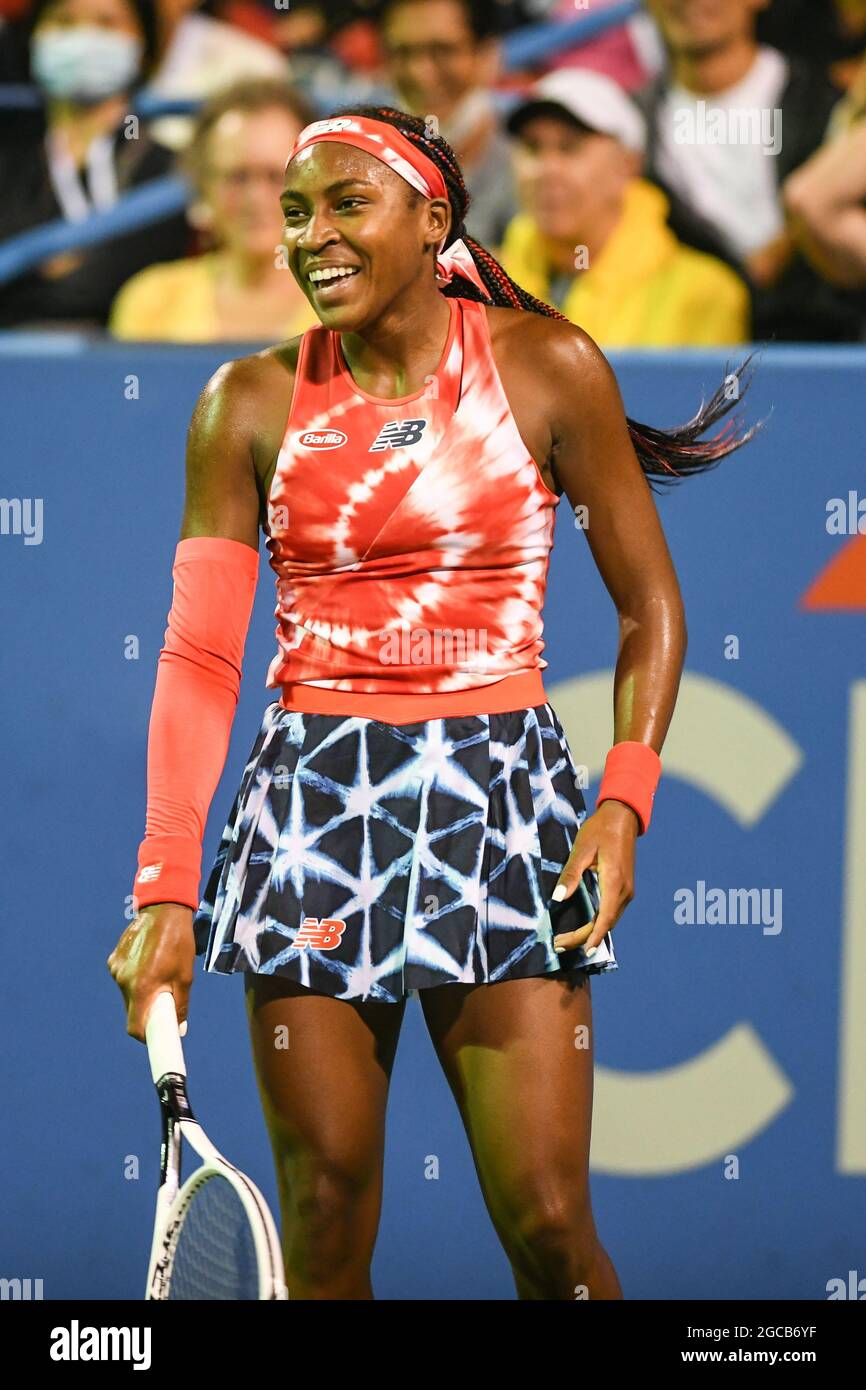 Washington, D.C, USA. 7th Aug, 2021. COCO GAUFF smiles in between ...