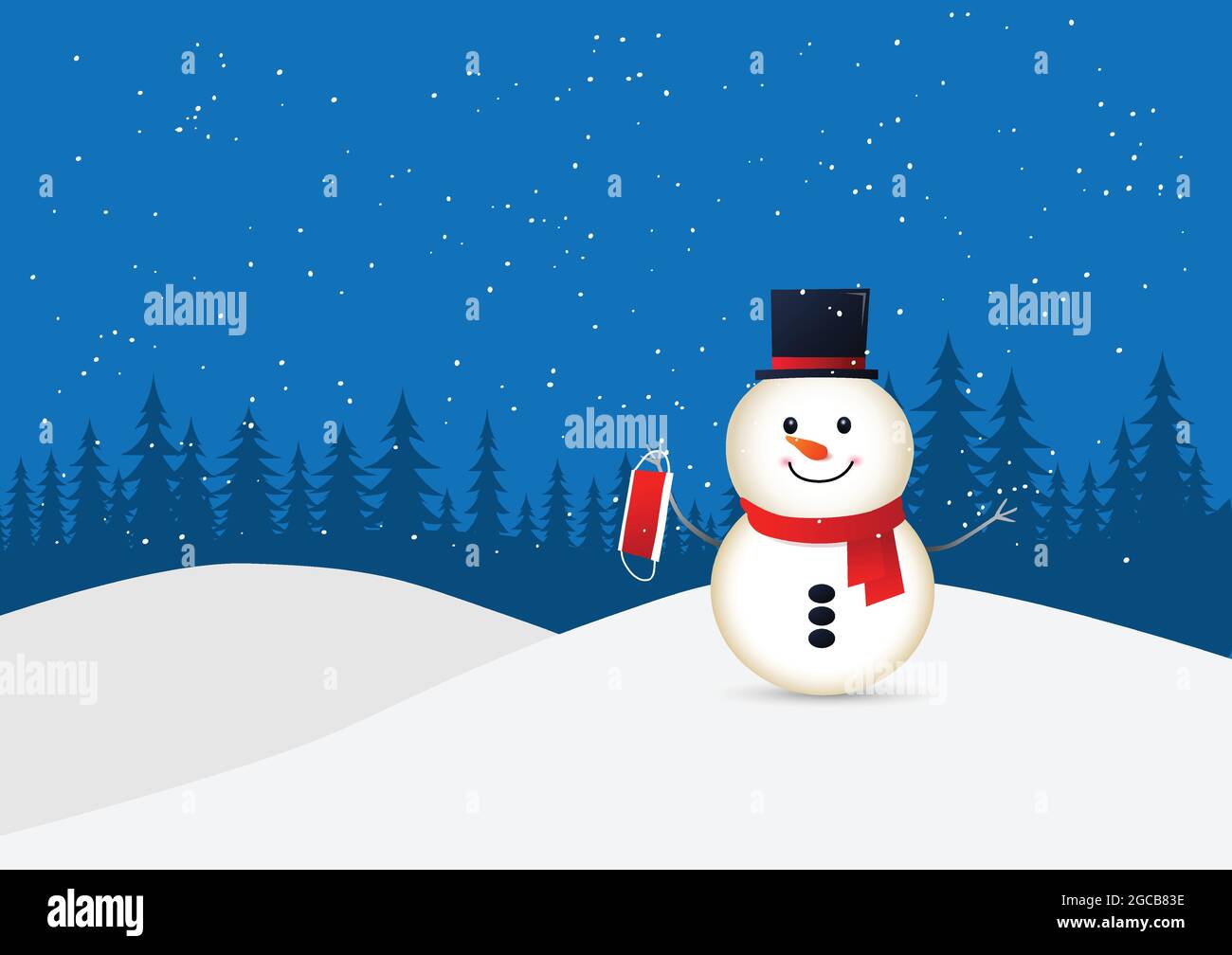 Concept back to normal after covid-19 pandemic. Happy snowman ...