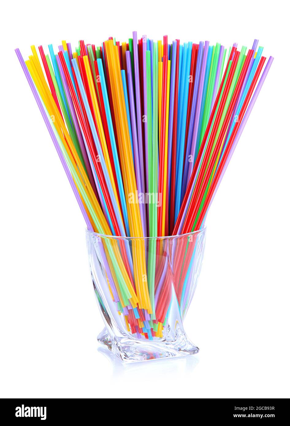 Many straws in glass isolated on white Stock Photo - Alamy