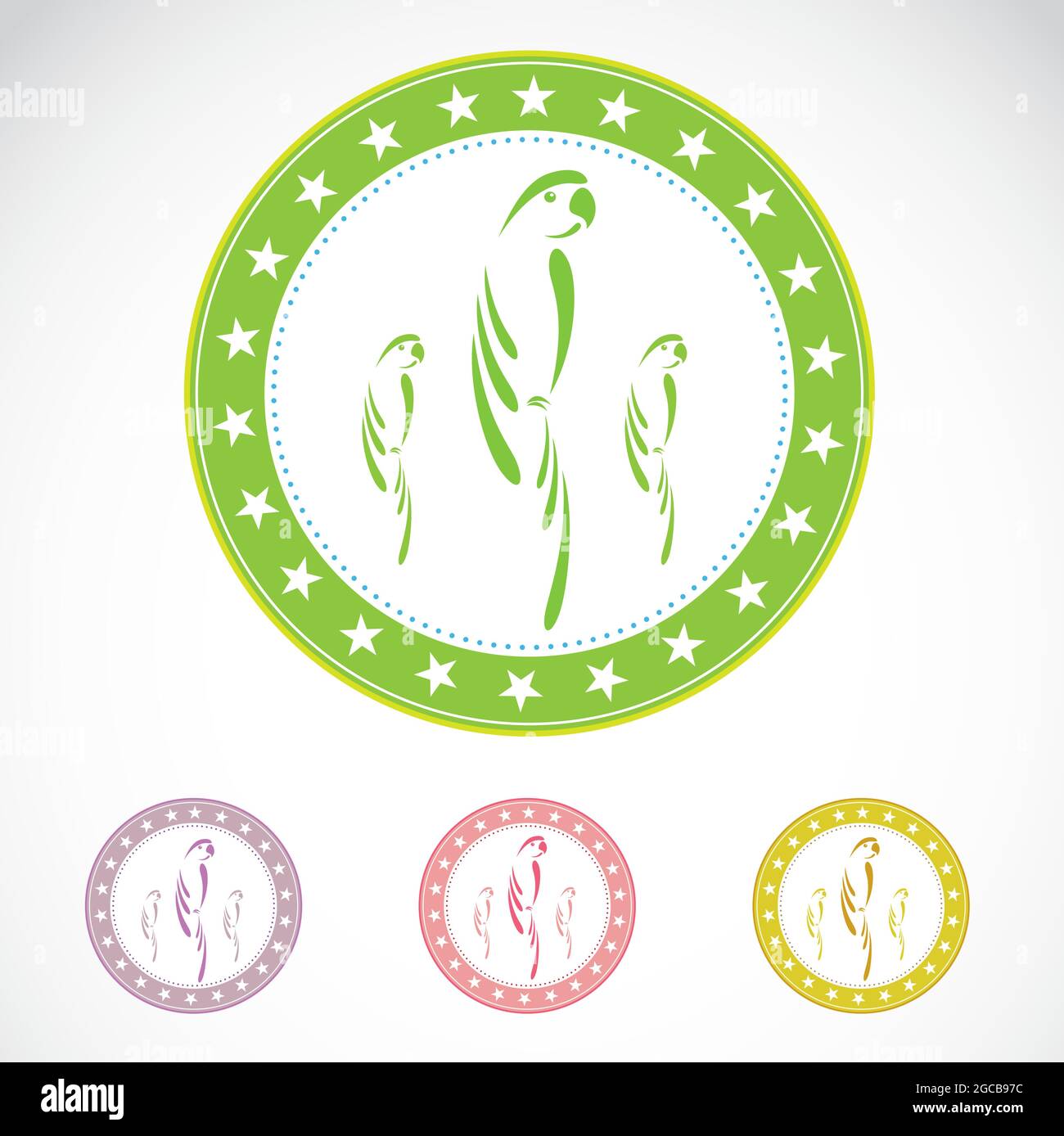 Set of vector parrot label on white background. Easy editable layered ...