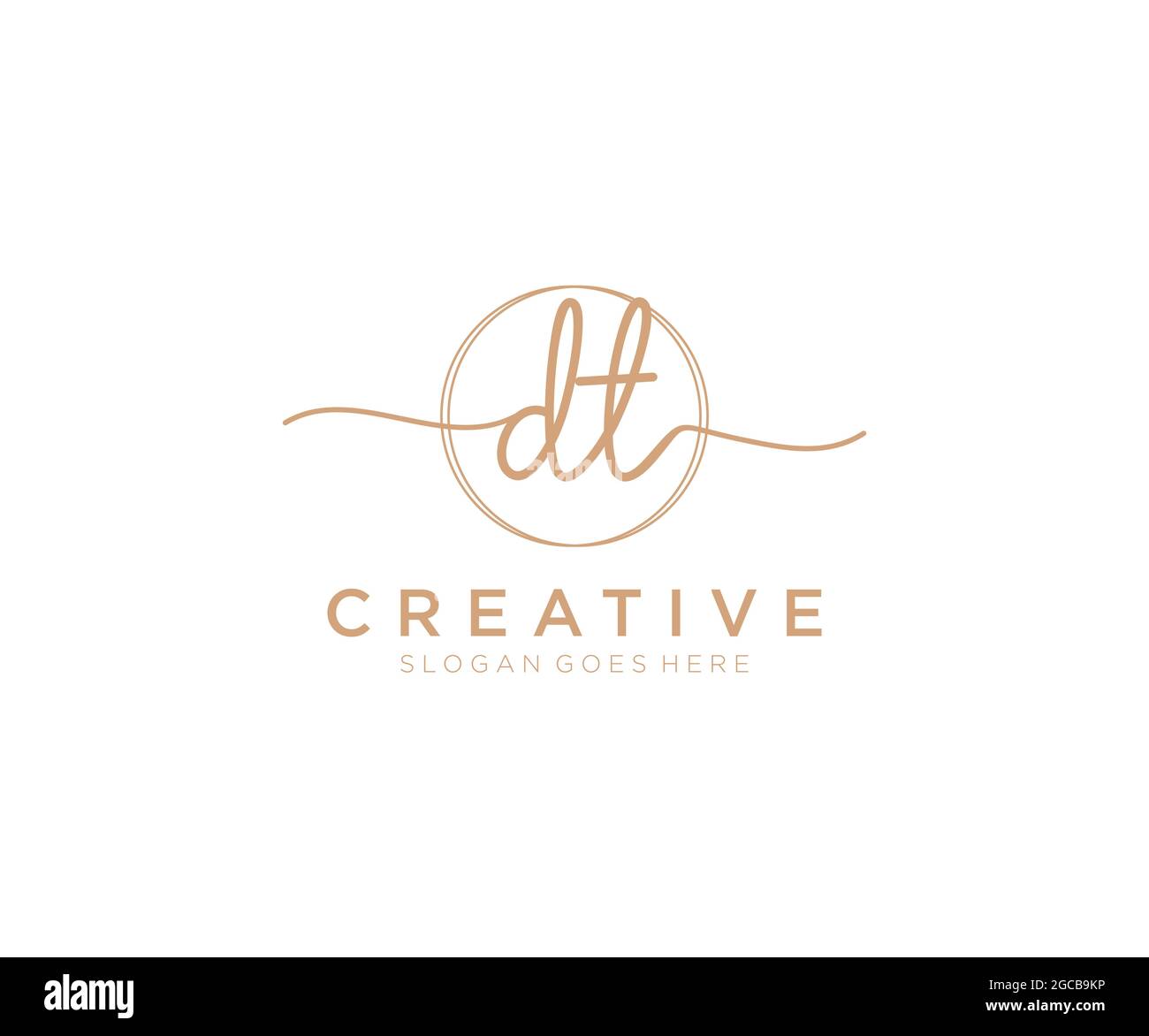 DT Feminine logo beauty monogram and elegant logo design, handwriting ...