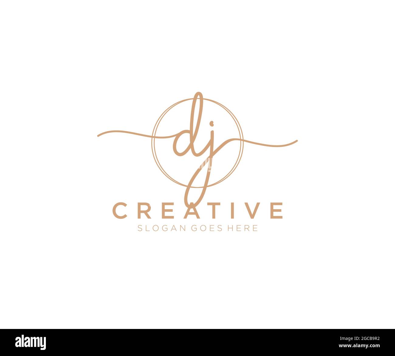 DJ Feminine logo beauty monogram and elegant logo design, handwriting ...