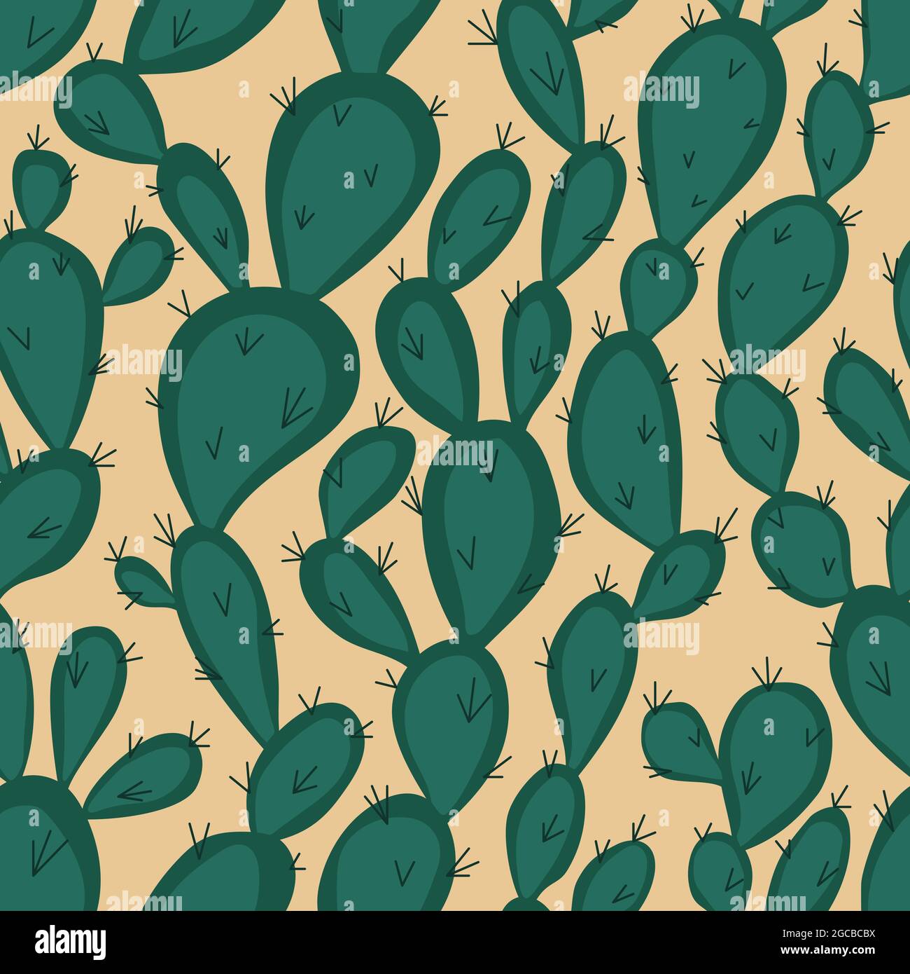 Cactus seamless pattern. Repeat endless background with cacti plants ...