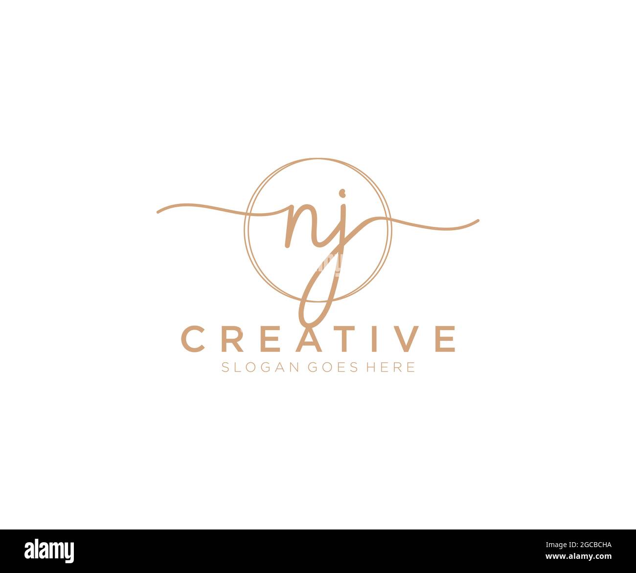NJ Feminine logo beauty monogram and elegant logo design, handwriting logo of initial signature ...