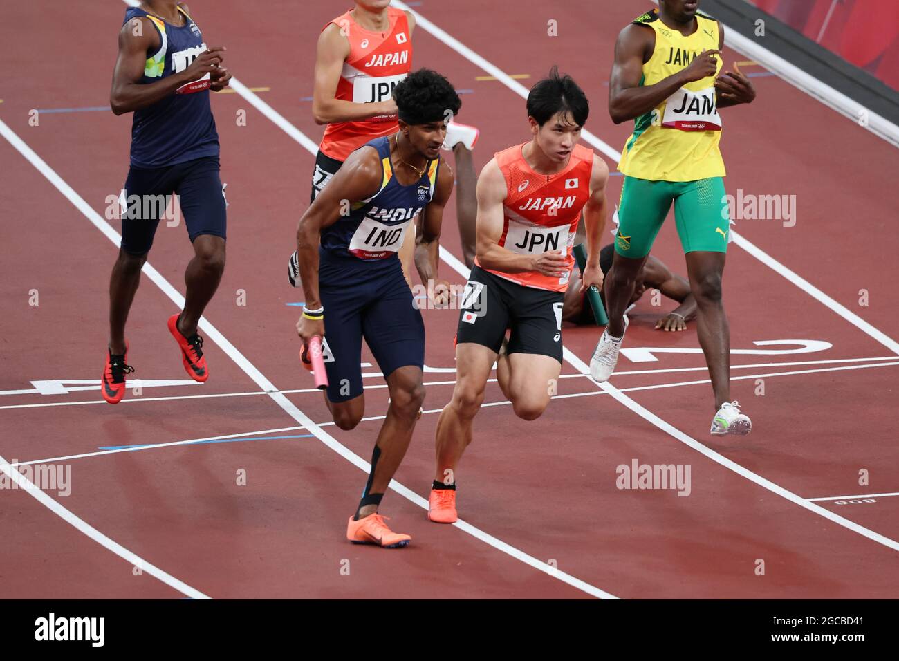 Tokyo, Japan. 6th Aug, 2021. (L-R) Amoj Jacob (IND), Aoto Suzuki (JPN ...
