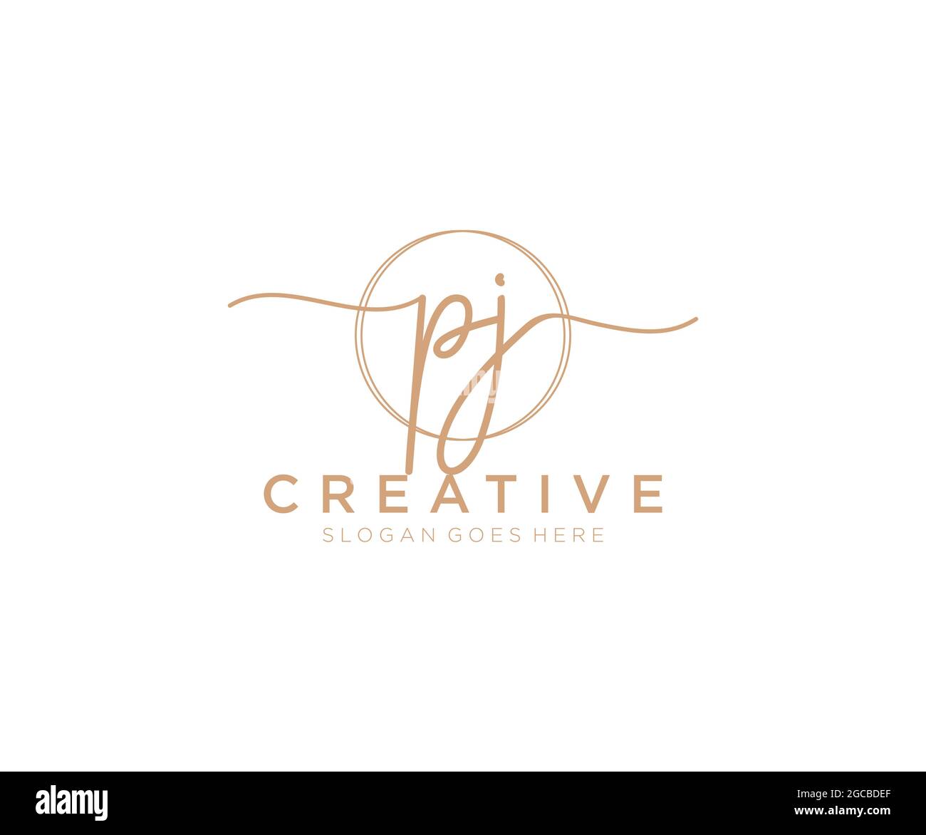 PJ Feminine logo beauty monogram and elegant logo design, handwriting ...