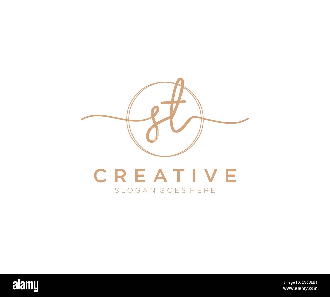 ST Feminine logo beauty monogram and elegant logo design, handwriting ...