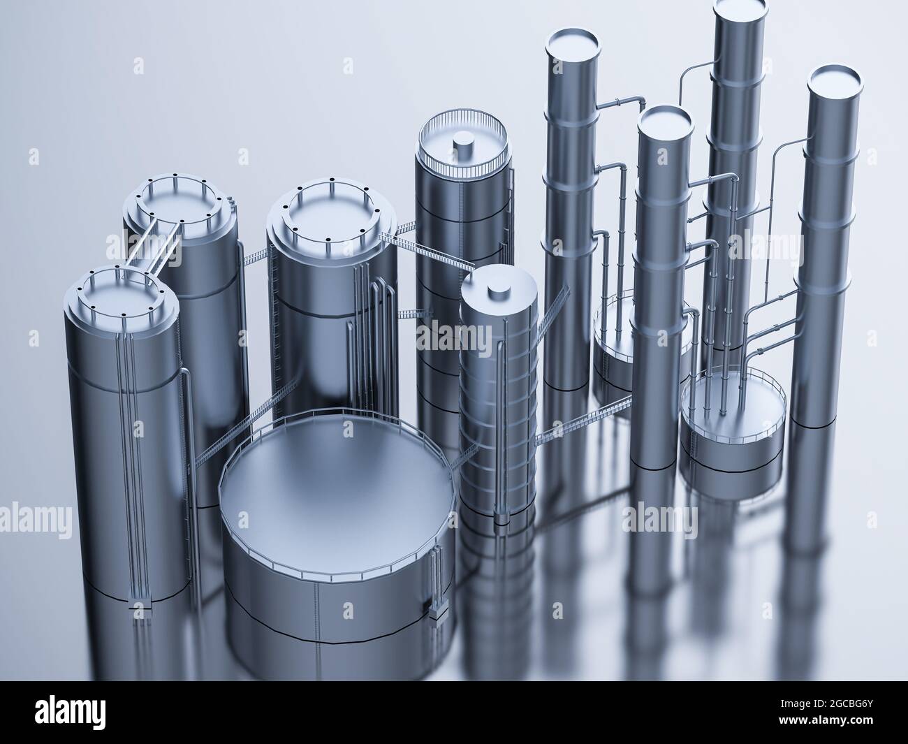 3d rendering oil refinery plant on white background Stock Photo - Alamy