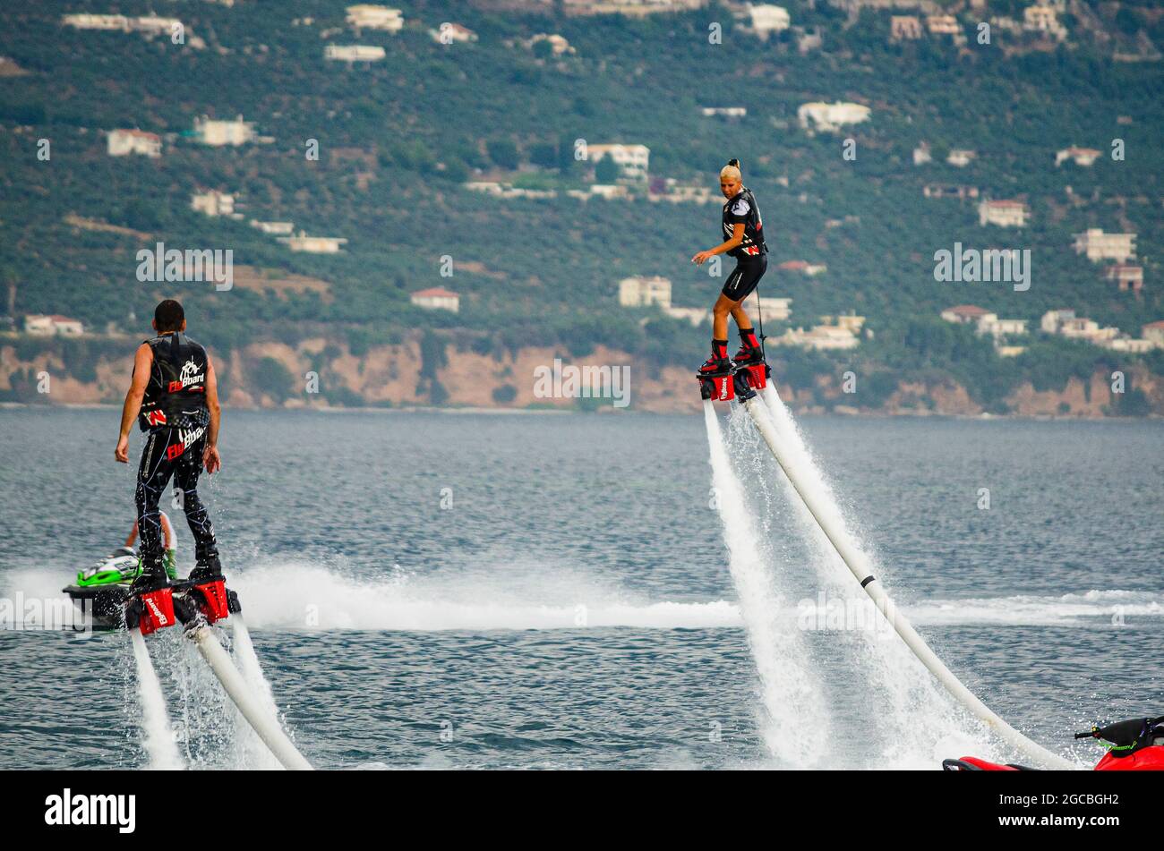 Flyboard show at the port of Kalamata city, Greece Stock Photo - Alamy