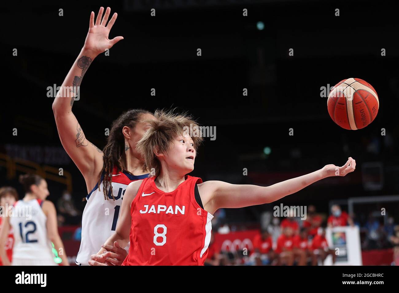 Saitama, Japan. 8th Aug, 2021. Takada Maki (R) of Japan competes during ...