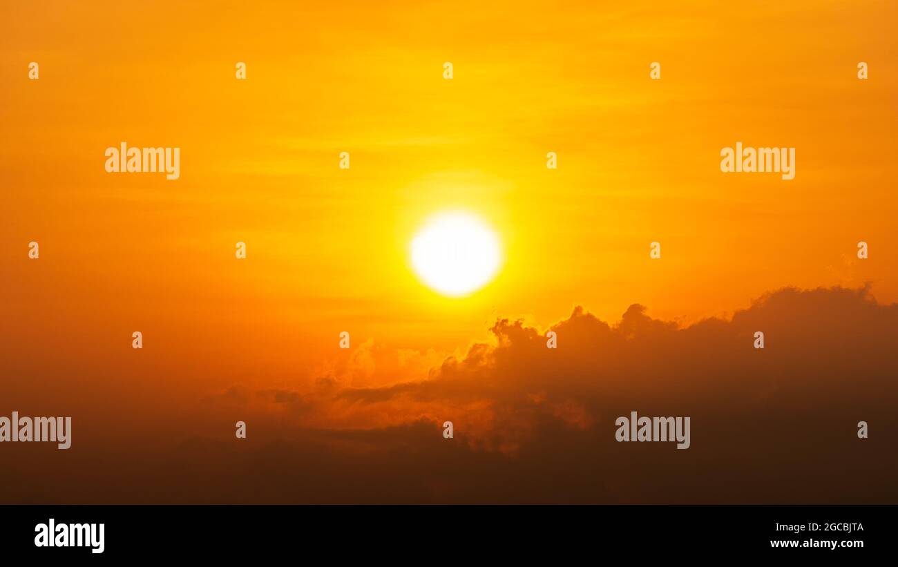 Bright sun and cloud on golden hour sky natural background Stock Photo ...