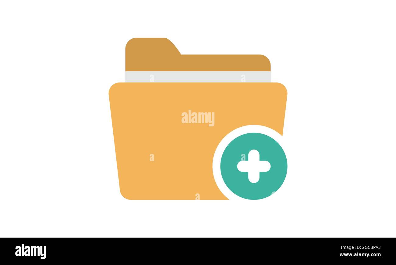 Add folder icon vector, filled flat sign, solid pictogram isolated on white. File with plus ...