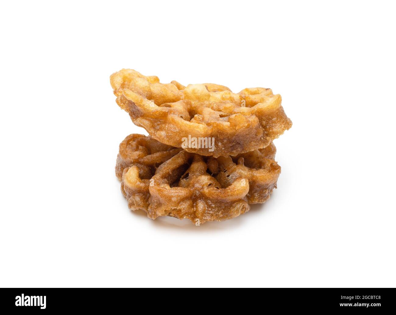 Delicious sweet fried oil cake on isolated white background Stock Photo ...