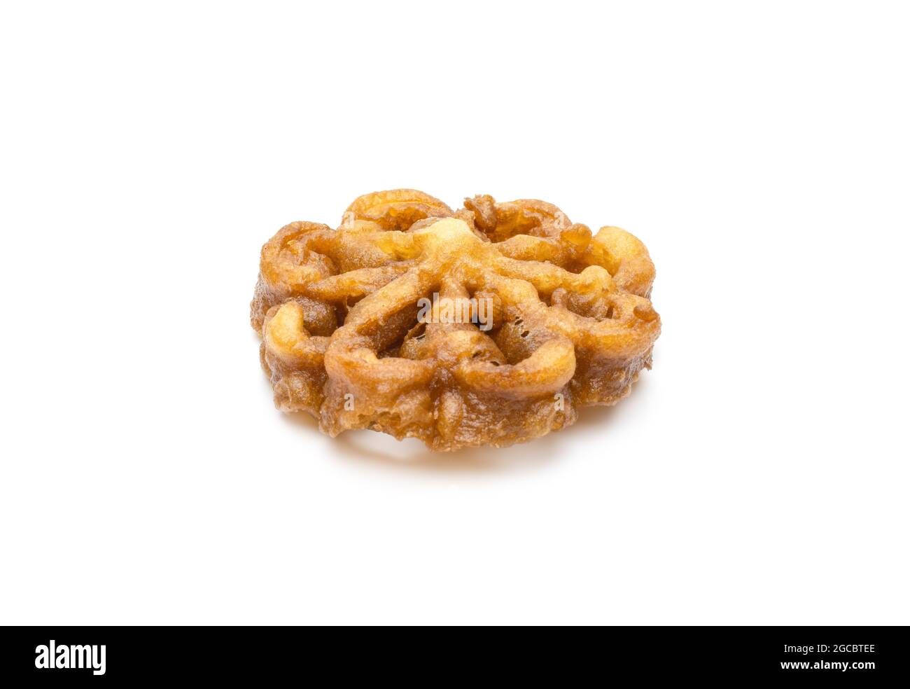 Abstract designed fried sweet oil cake on isolated white background ...