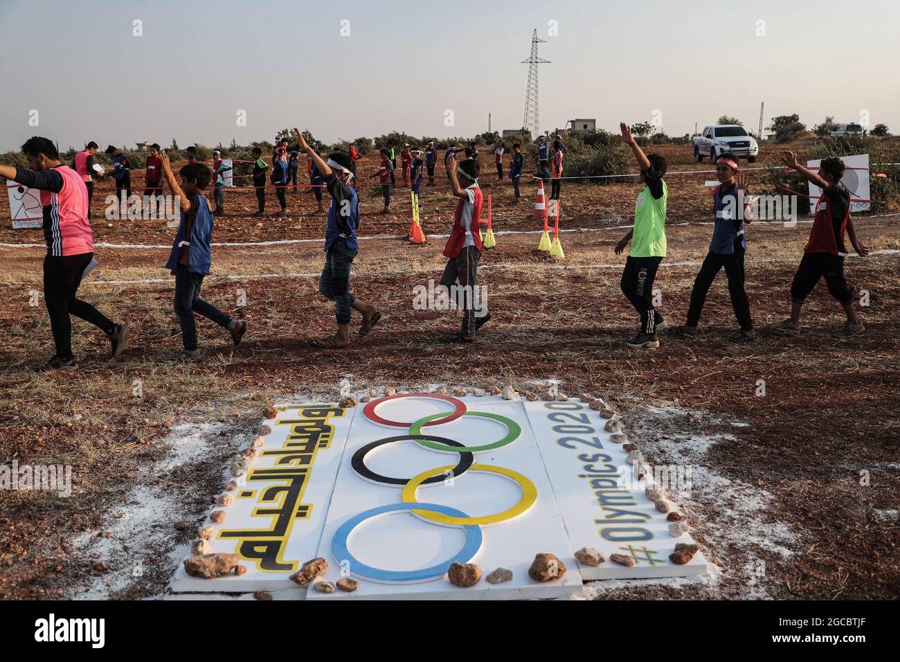 Idlib City, Syria. 07th Aug, 2021. Syrian children march during a ...