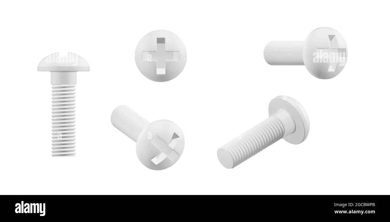 Machine screw mockup isolated on white background - 3d render Stock ...