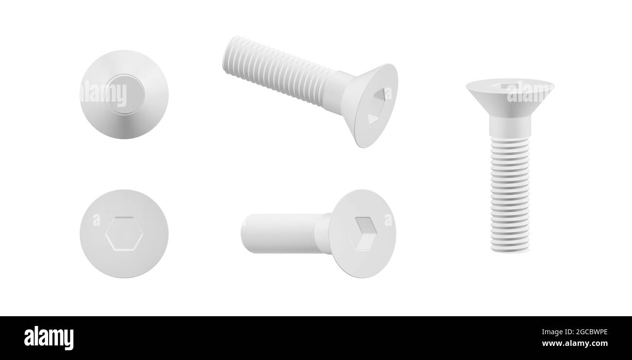 Machine screw mockup isolated on white background - 3d render Stock ...