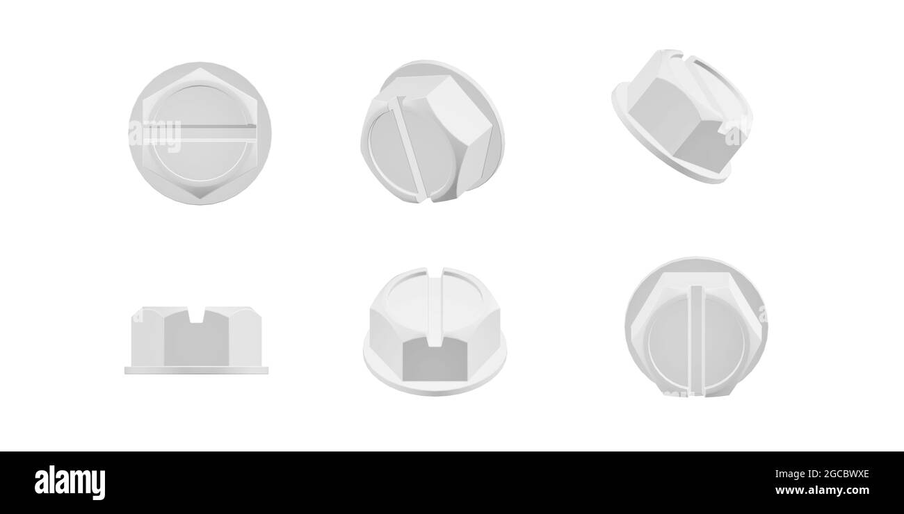 Hex cap mockup isolated on white background - 3d render Stock Photo - Alamy