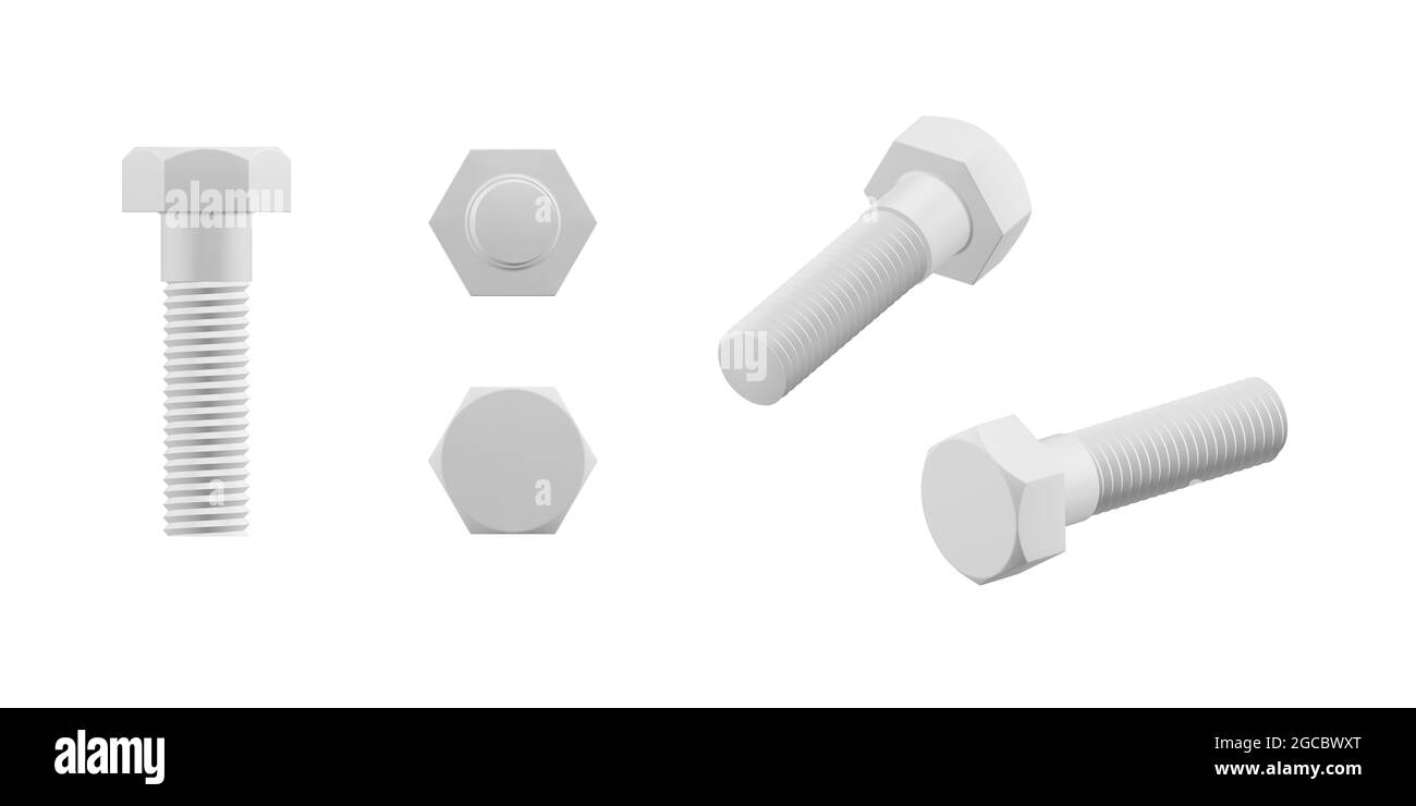 Hex bolt mockup isolated on white background - 3d render Stock Photo ...