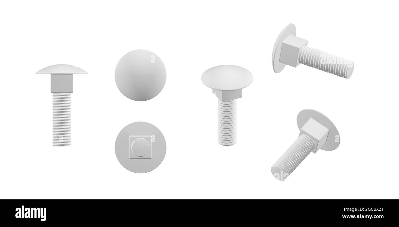Carriage bolt mockup isolated on white background - 3d render Stock ...