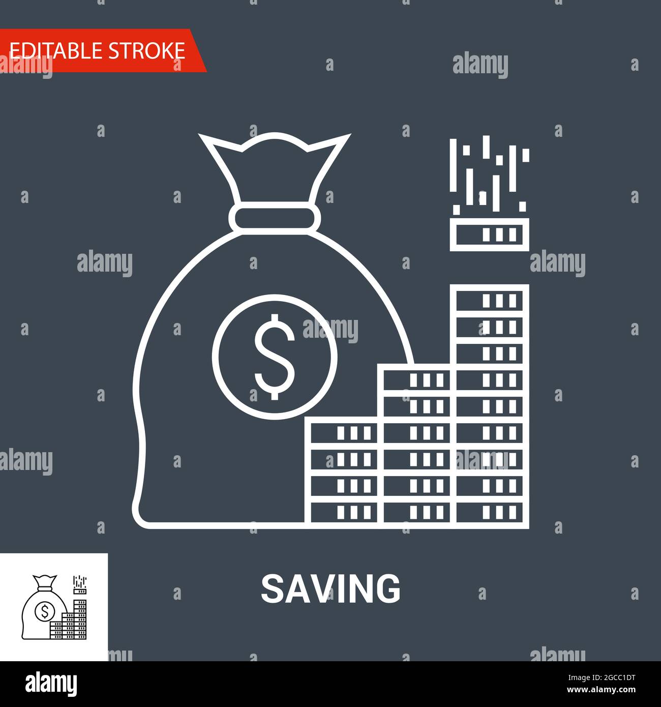 Saving Icon. Thin Line Vector Illustration Stock Vector Image & Art - Alamy