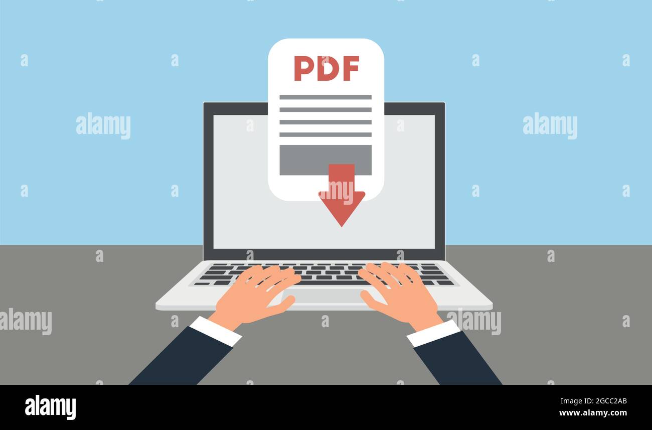 Pdf document download on the laptop concept. Vector Stock Vector Image ...