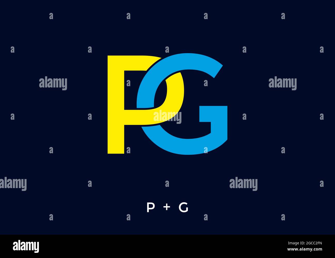 Yellow and blue color of PG initial letter design Stock Vector Image ...