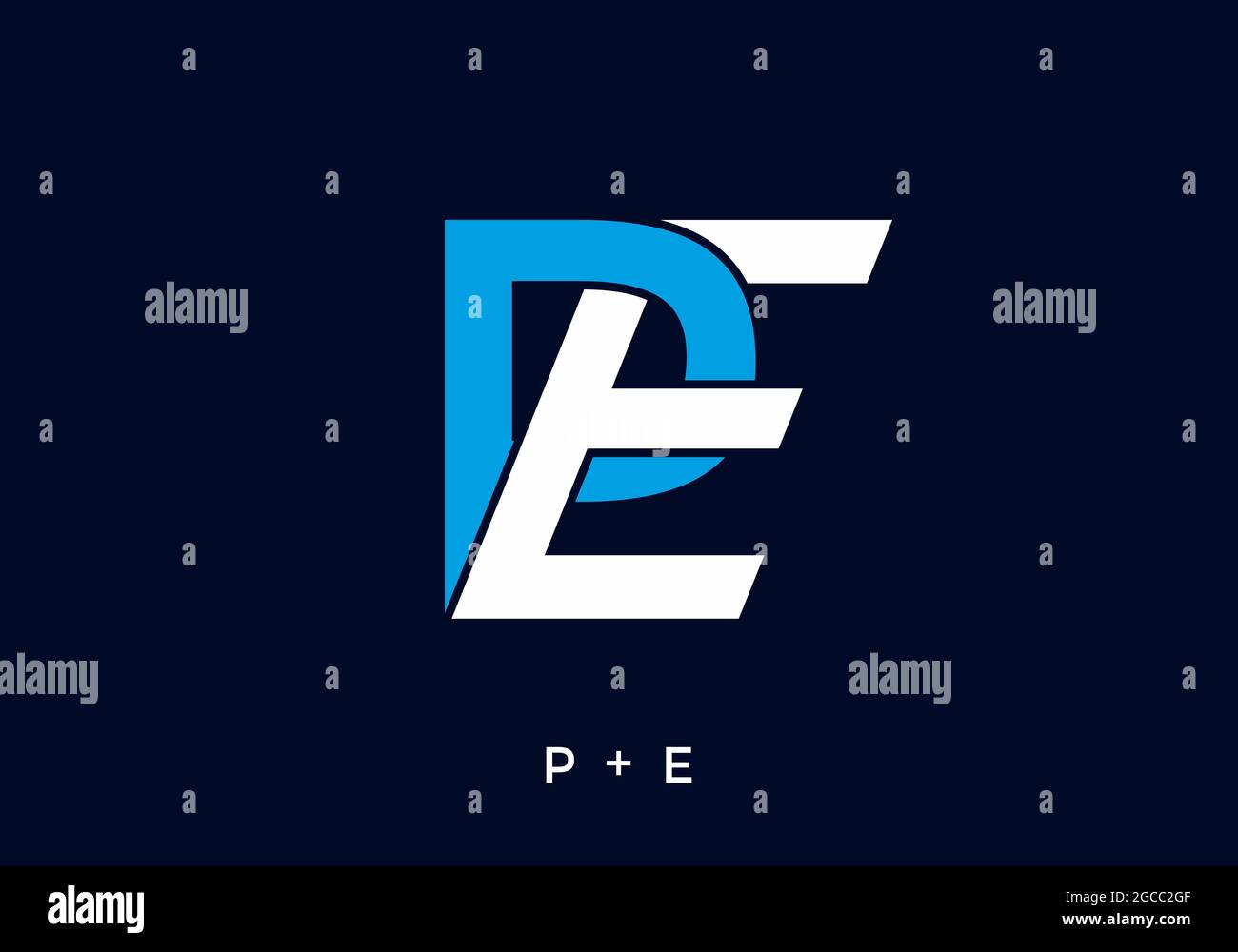 Blue and white color of PE initial letter design Stock Vector Image ...