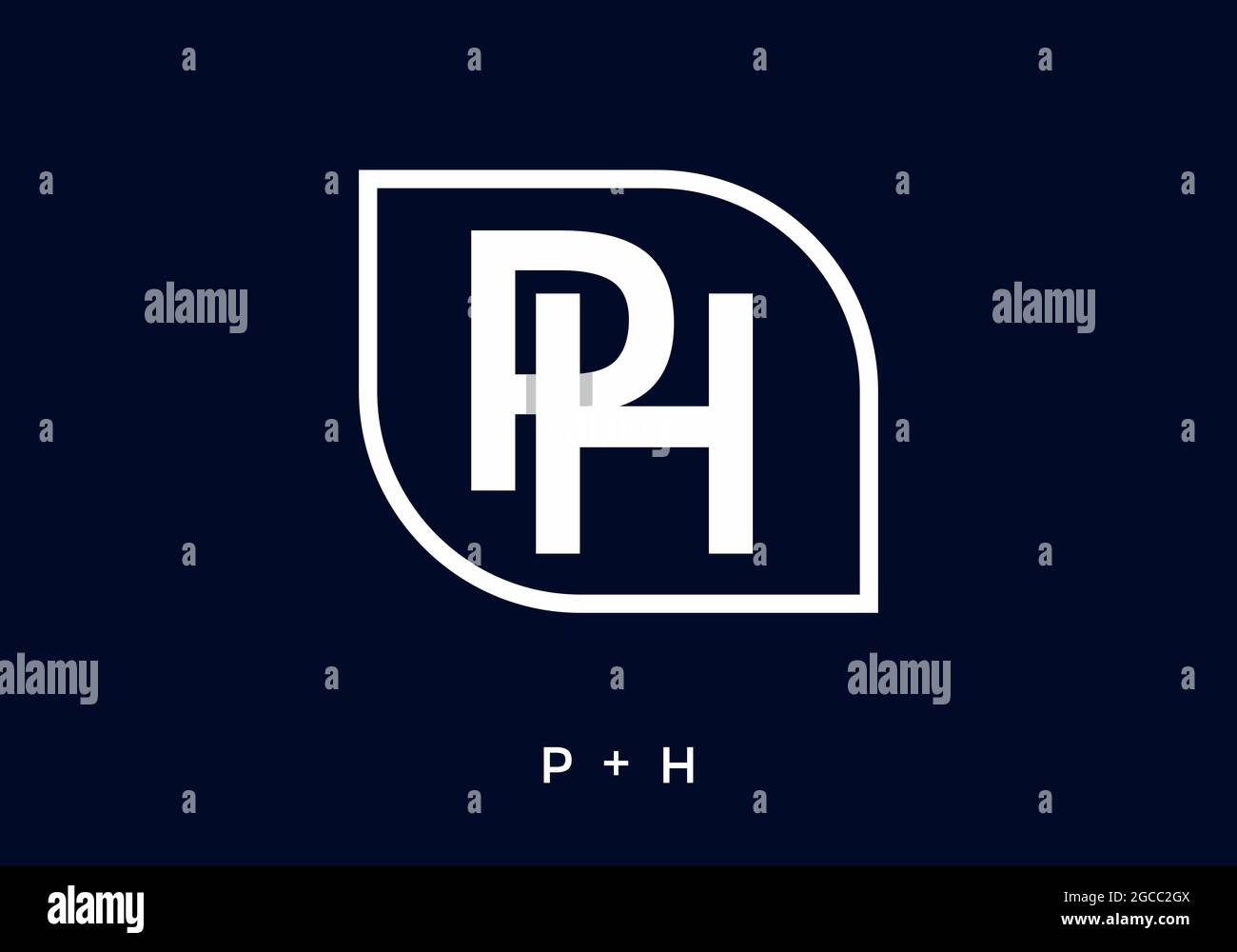 White color of PH initial letter in frame design Stock Vector Image ...