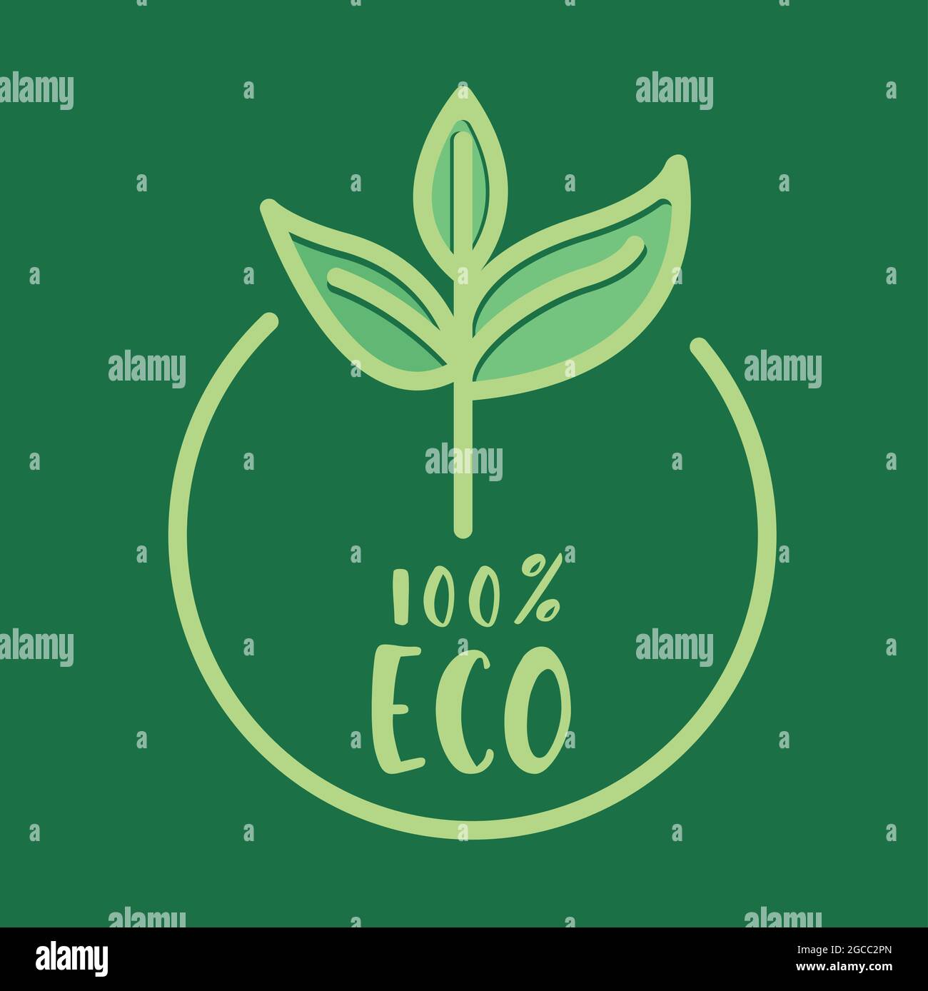 Set of various eco friendly 100 percent green badges with leaf Stock ...