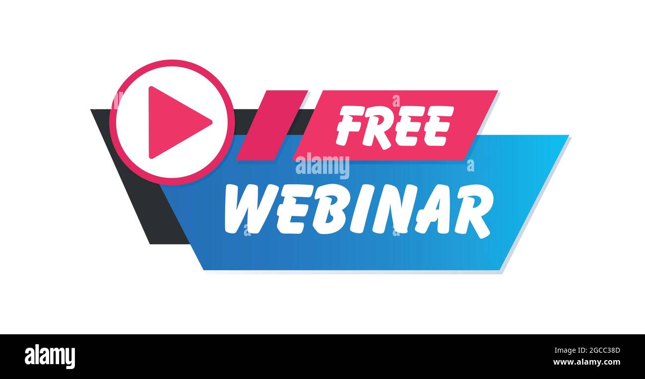 Free Webinar Icon, flat design with red play button. Vector illustration Stock Vector Image ...