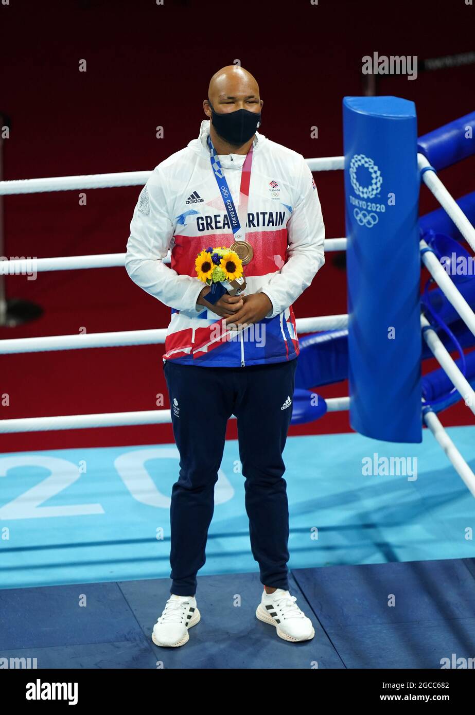 Great Britain's Frazer Brown with a bronze medal following the Men's Super Heavy (+91kg) Final ...
