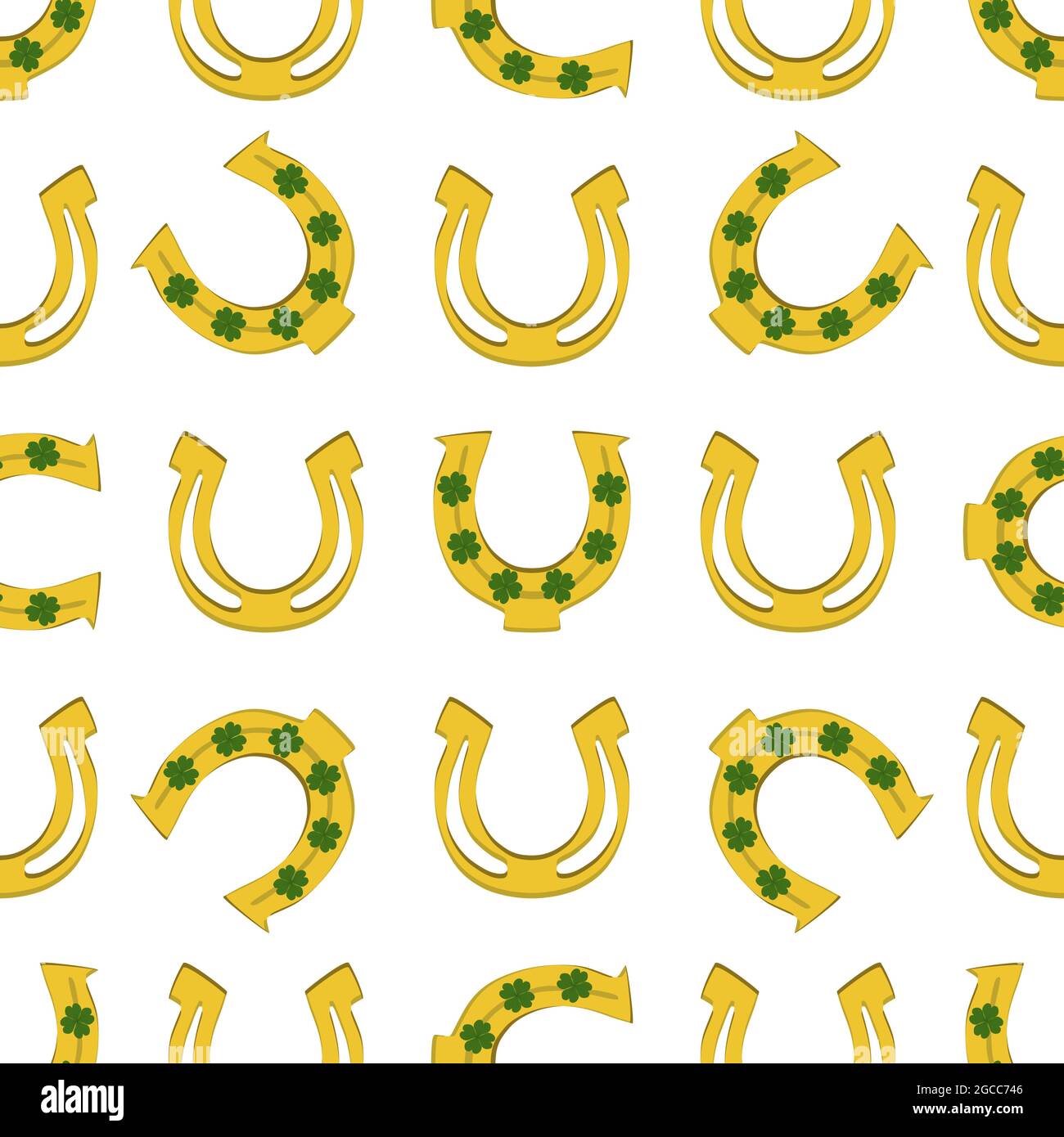 Illustration on theme Irish holiday St Patrick day, seamless horseshoes ...