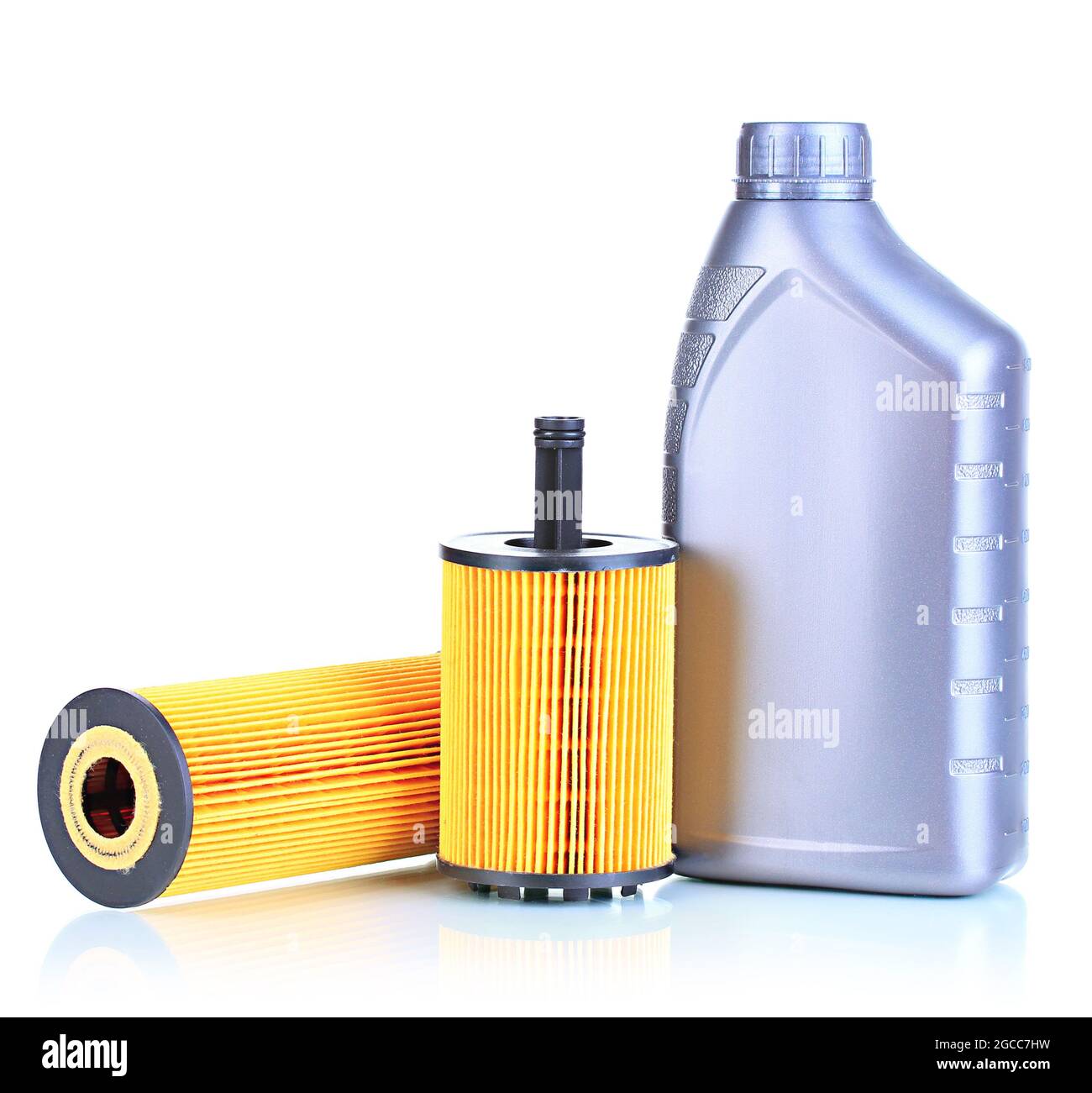 Car oil filters and motor oil can isolated on white Stock Photo - Alamy