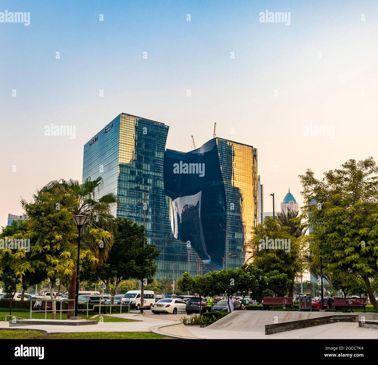 Dubai, UAE - 08.04.2021 - View of a Opus tower in Business bay district ...