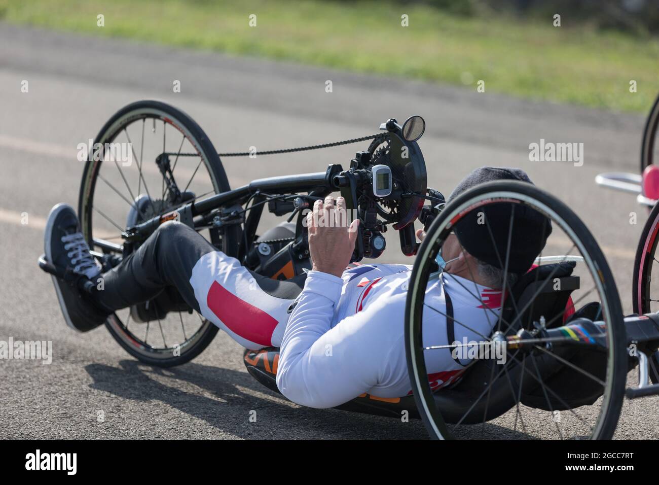 Disabled Athlete training with His Hand Bike on a Track Stock Photo - Alamy