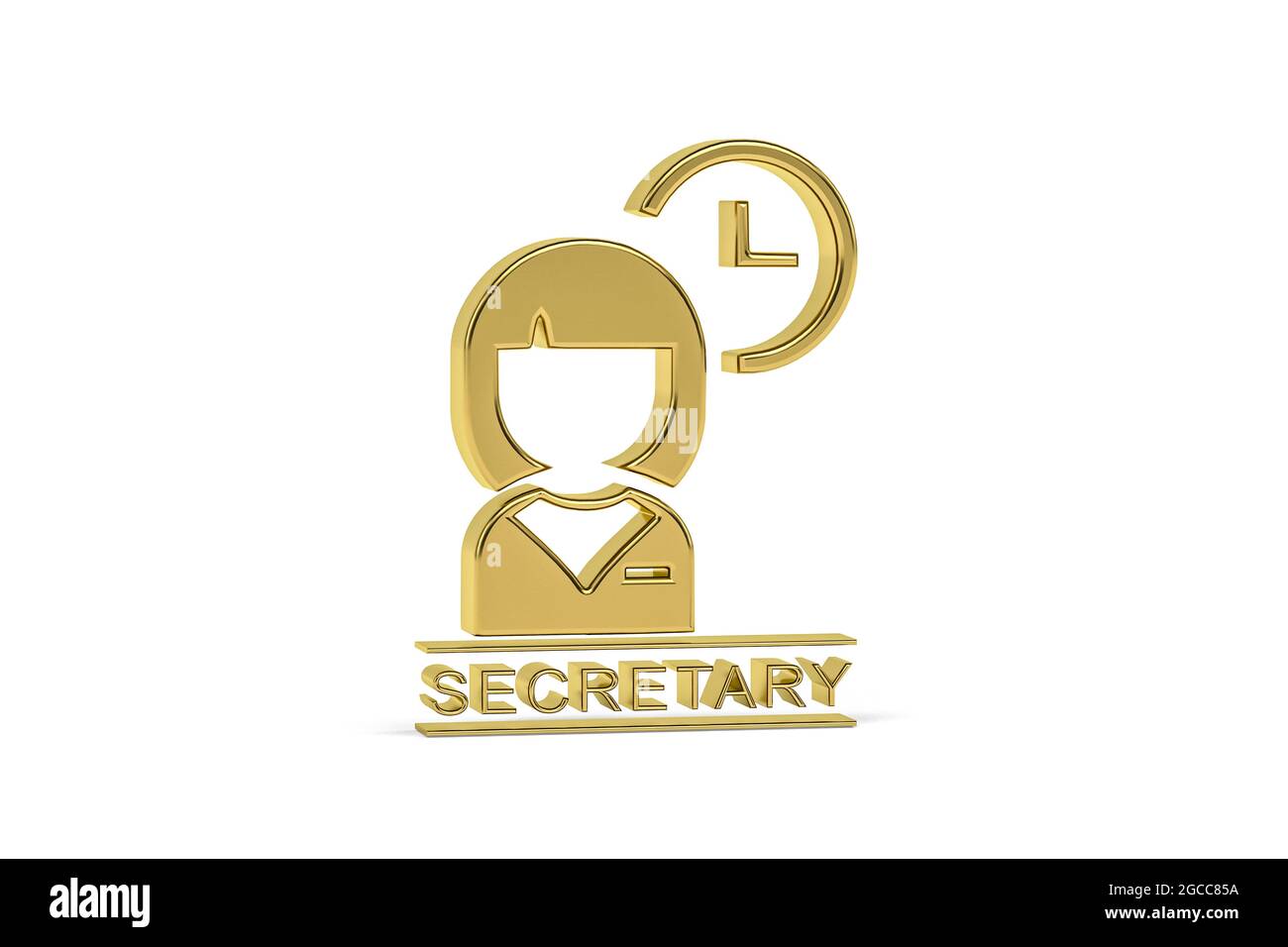 Golden 3d secretary icon isolated on white background - 3D render Stock ...