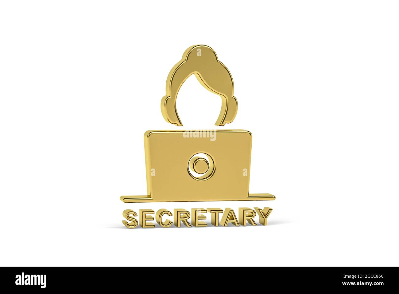 Golden 3d secretary icon isolated on white background - 3D render Stock ...