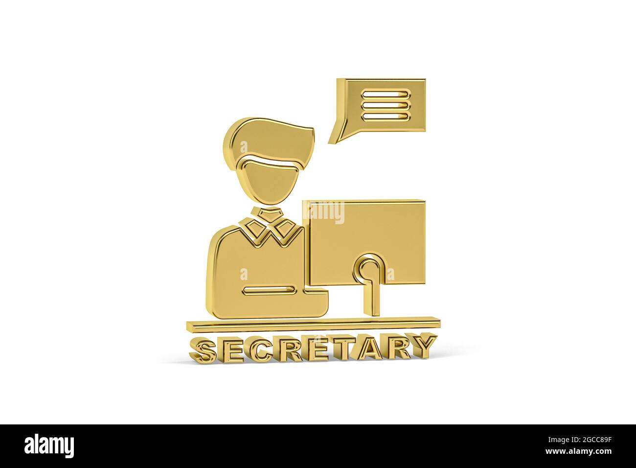 Golden 3d secretary icon isolated on white background - 3D render Stock ...